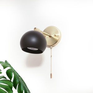 Pull Chain Adjustable Wall Light - Gold and Black Modern Sconce - Mid ...