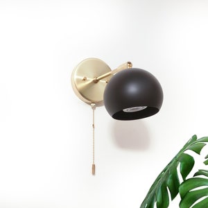 Pull Chain Adjustable Wall Light - Gold and Black Modern Sconce - Mid ...