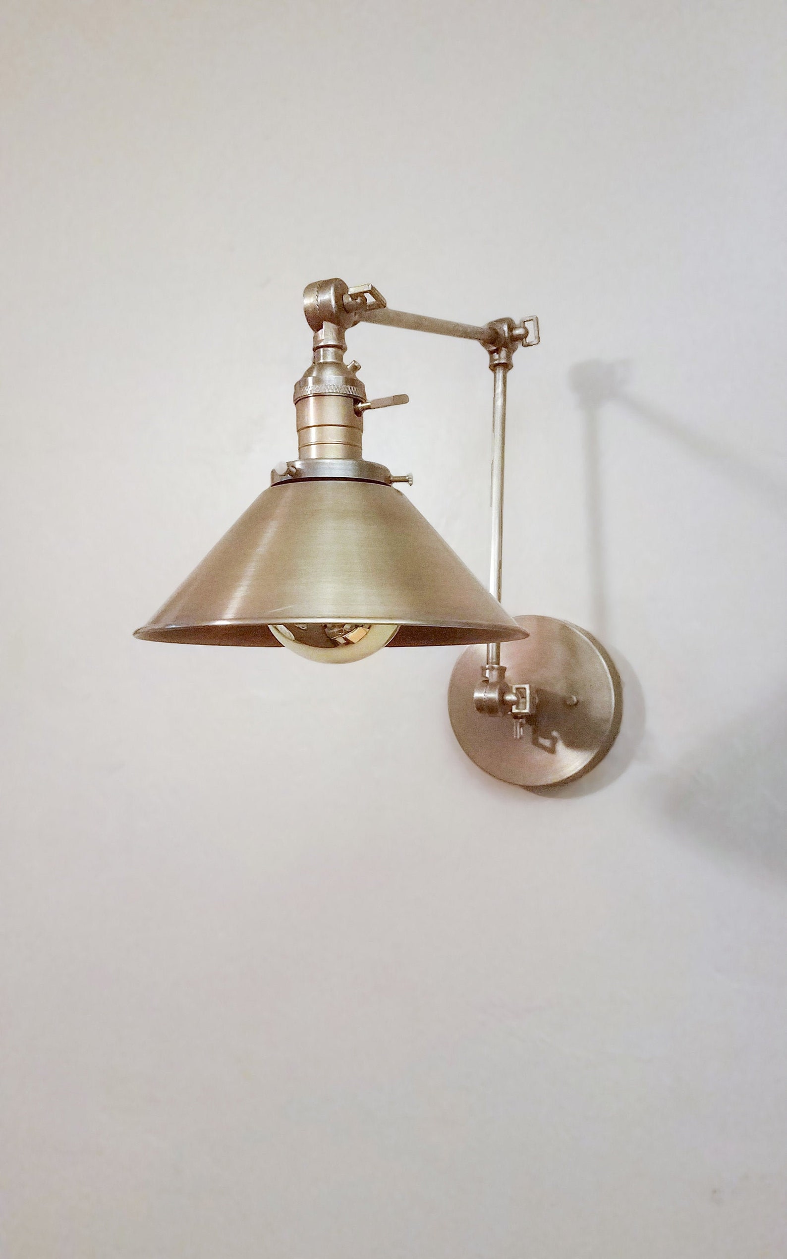 Swing Arm Adjustable Wall Light Antique Brass Industrial - Etsy