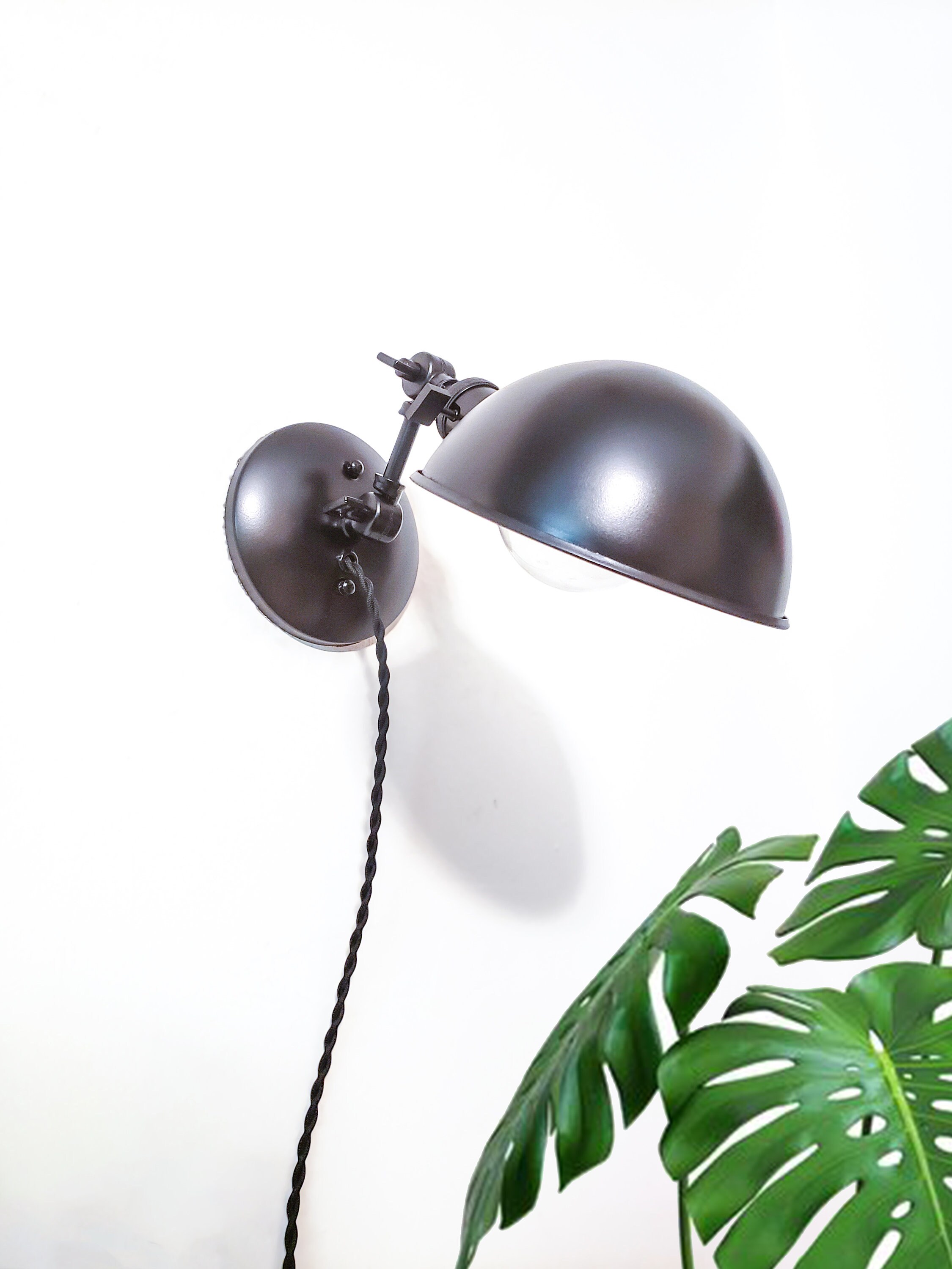 Bedside Reading Wall Light, Matte Black, Adjustable Art Sconce, Mid ...