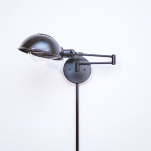 Swing Arm Adjustable Wall Light - Satin Black - Blackened Industrial ...