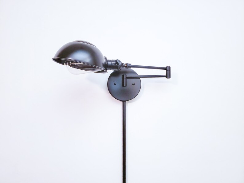 Swing Arm Adjustable Wall Light - Satin Black - Blackened Industrial ...