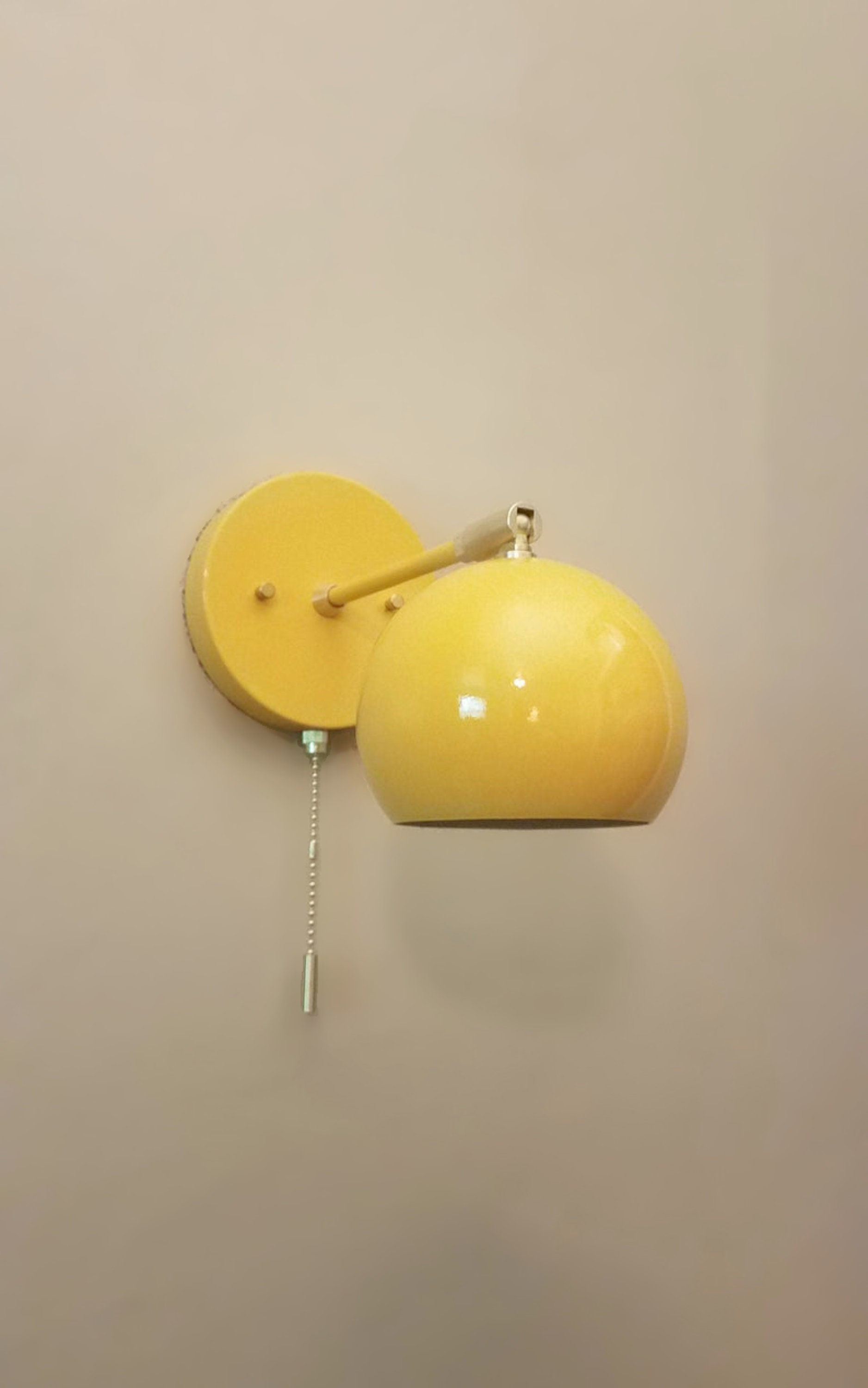 Pull Chain Adjustable Wall Light - Yellow and Gold Modern Sconce - Mid ...