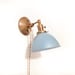 Adjustable Bedside Reading Wall Light - Antique Brass & Sage Sconce ...