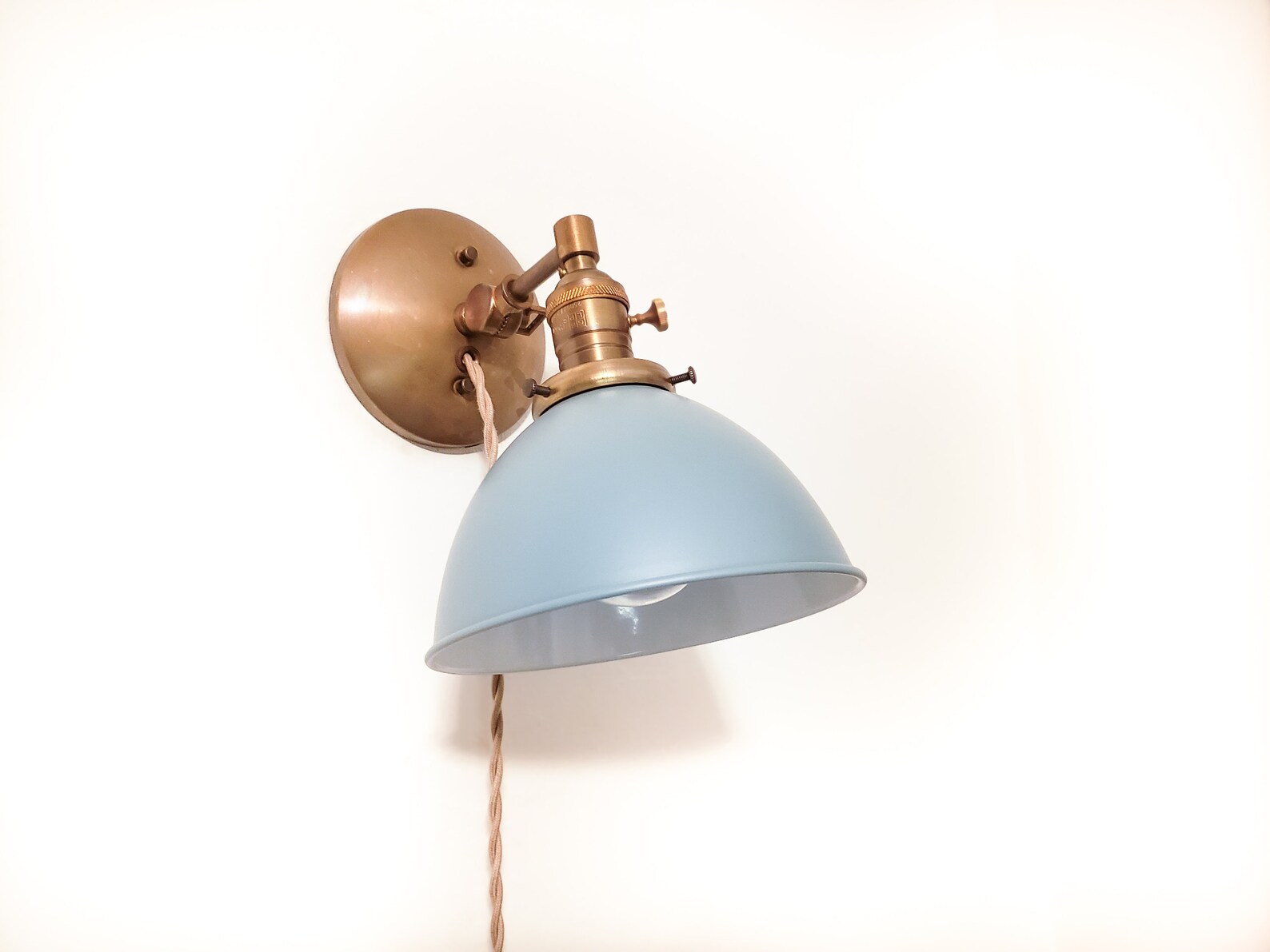 Adjustable Bedside Reading Wall Light - Antique Brass & Black Sconce ...