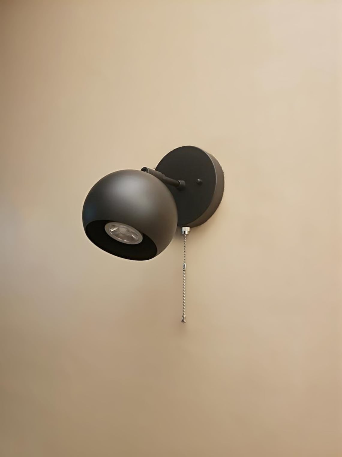 Pull Chain Adjustable Wall Light Black Modern Sconce Mid - Etsy