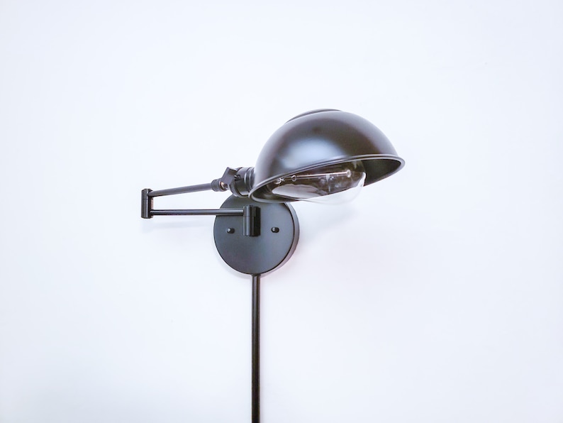 Swing Arm Adjustable Wall Light - Satin Black - Blackened Industrial ...