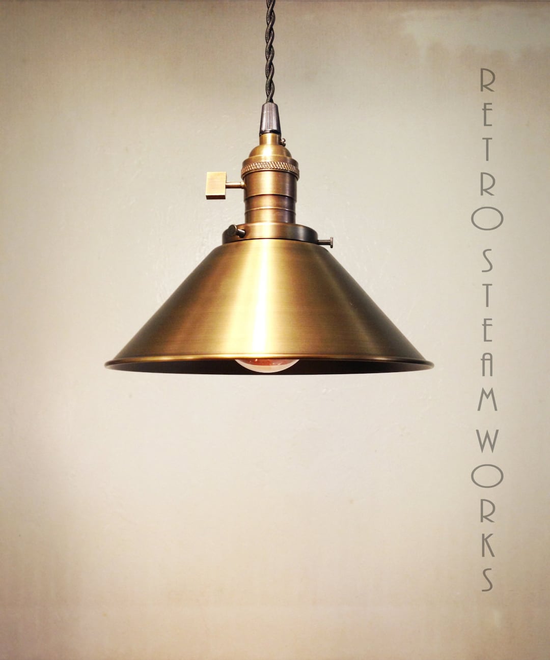Ceiling Pendant Light - Antique Brass Finish Hanging Loft Lamp - Hand ...