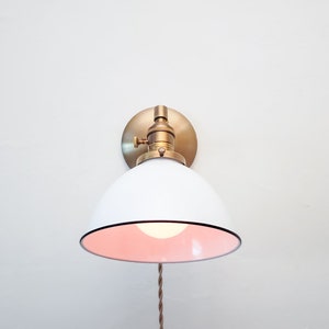 Adjustable Bedside Reading Wall Light - Antique Brass & White Sconce ...