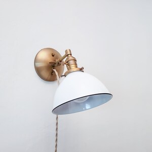 Adjustable Bedside Reading Wall Light, Antique Brass & Matte Red Sconce ...