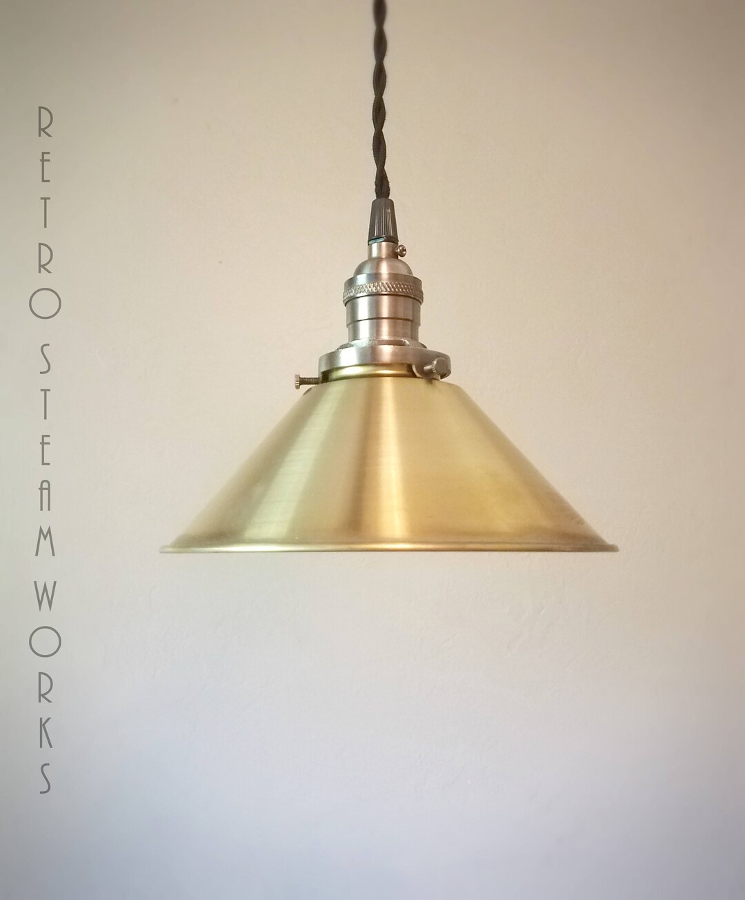 Ceiling Pendant Light - Hand Aged Brass Finish and Raw Brass Hanging ...