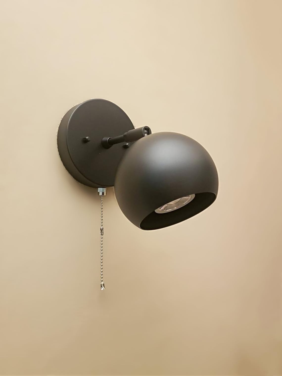 Pull Chain Adjustable Wall Light - Black Modern Sconce - Mid Century ...