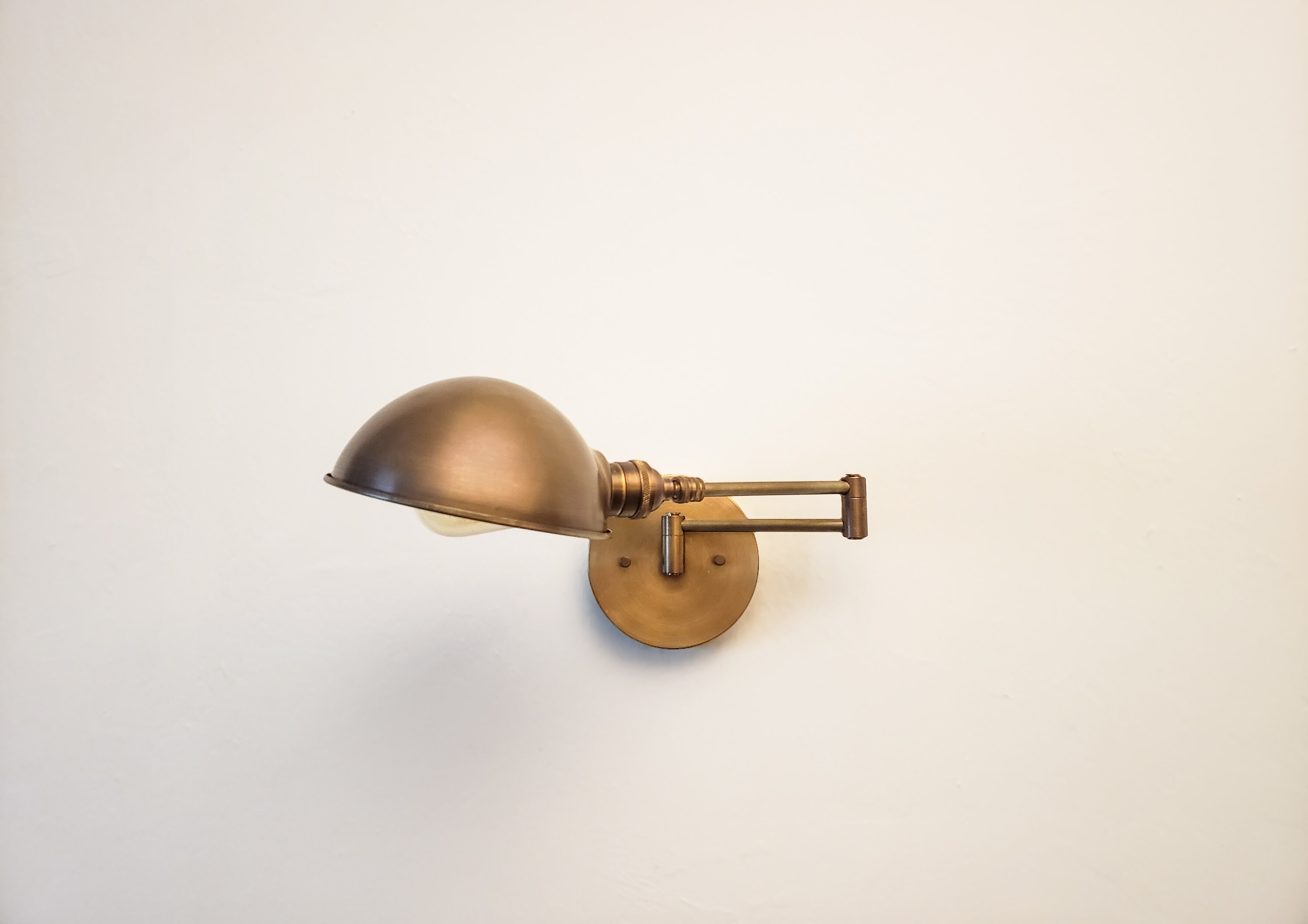 Swing Arm Adjustable Wall Light - Antique Brass - Gold Industrial ...