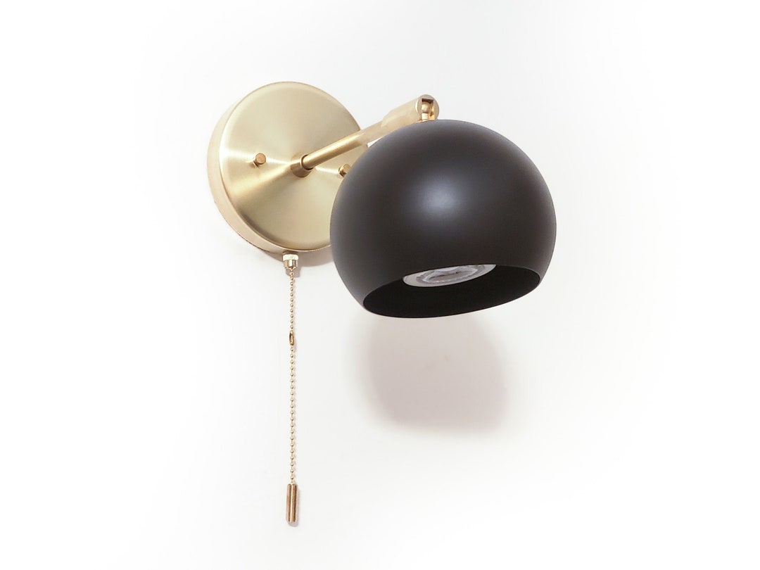 Pull Chain Adjustable Wall Light - Gold and Black Modern Sconce - Mid ...