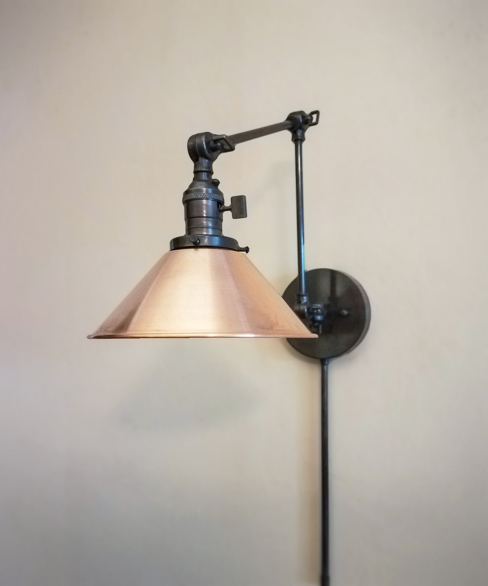 Plug in Swing Arm Adjustable Wall Light - Industrial Sconce - Bronze ...