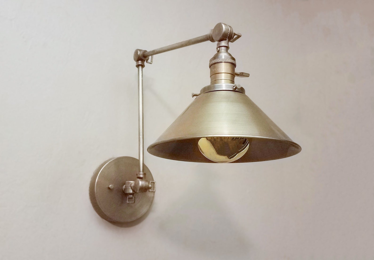 Swing Arm Adjustable Wall Light Antique Brass Industrial - Etsy