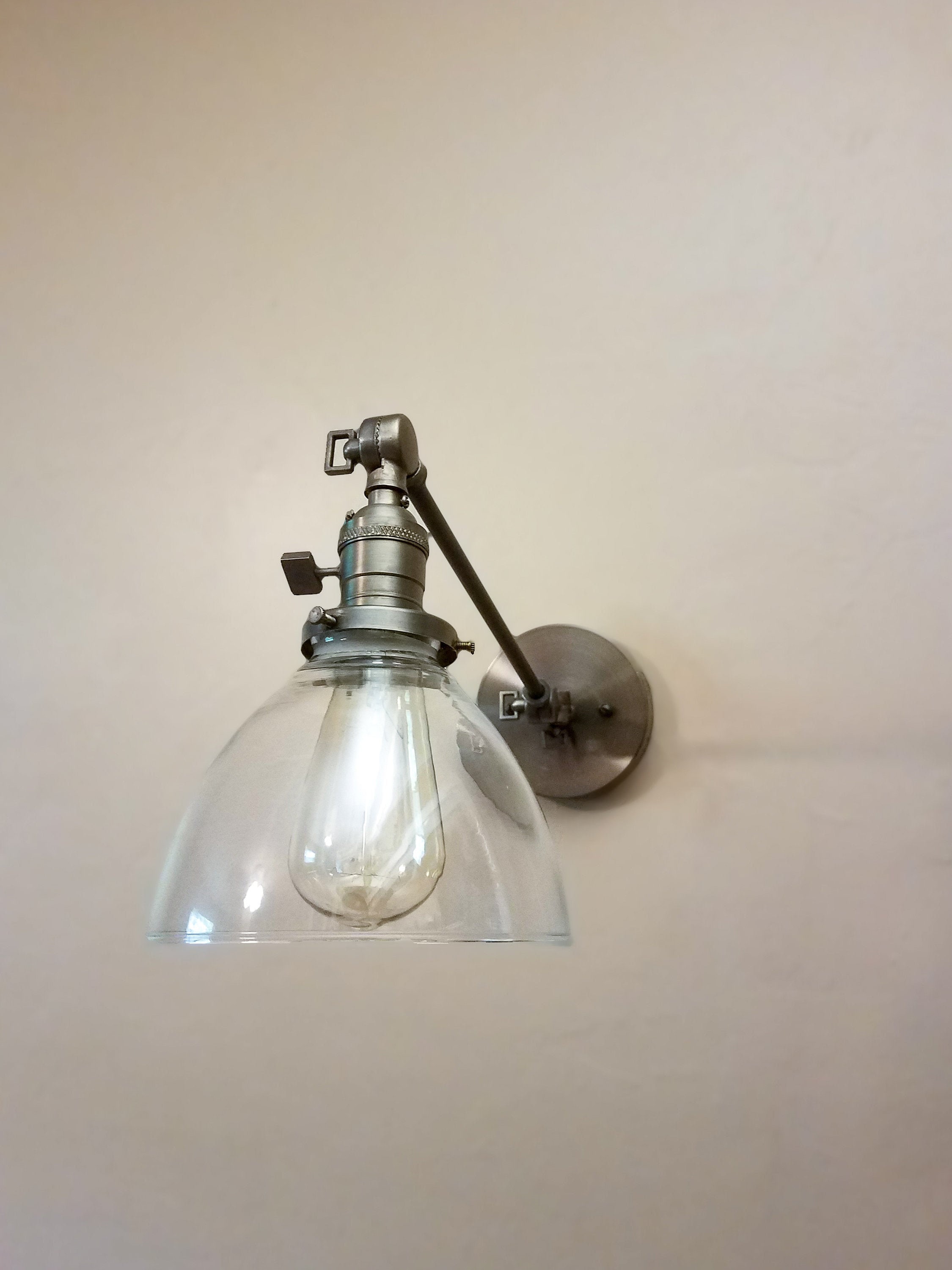 Swinging Adjustable Wall Light Industrial Antique Brass & | Etsy