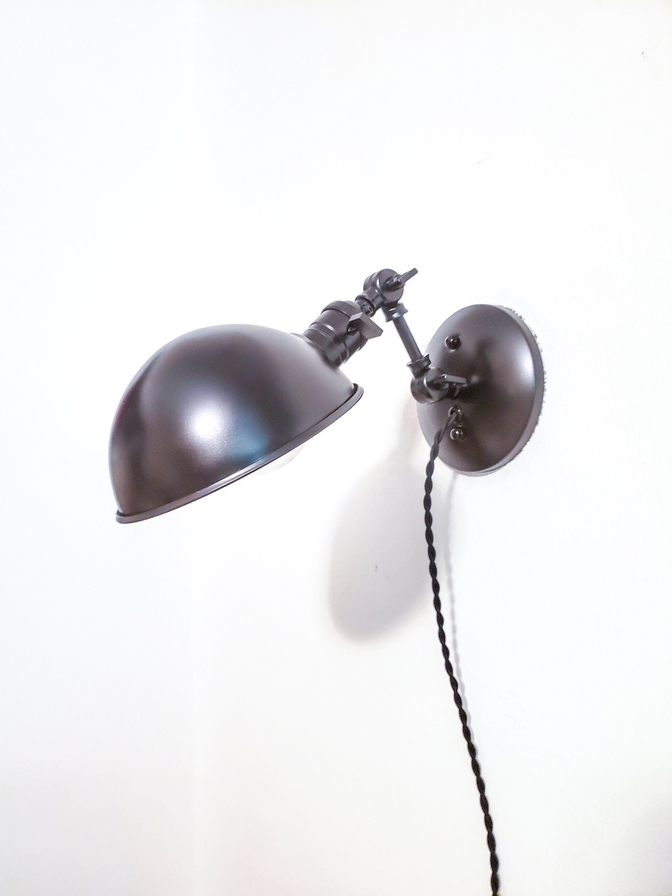 Bedside Reading Wall Light, Matte Black, Adjustable Art Sconce, Mid ...