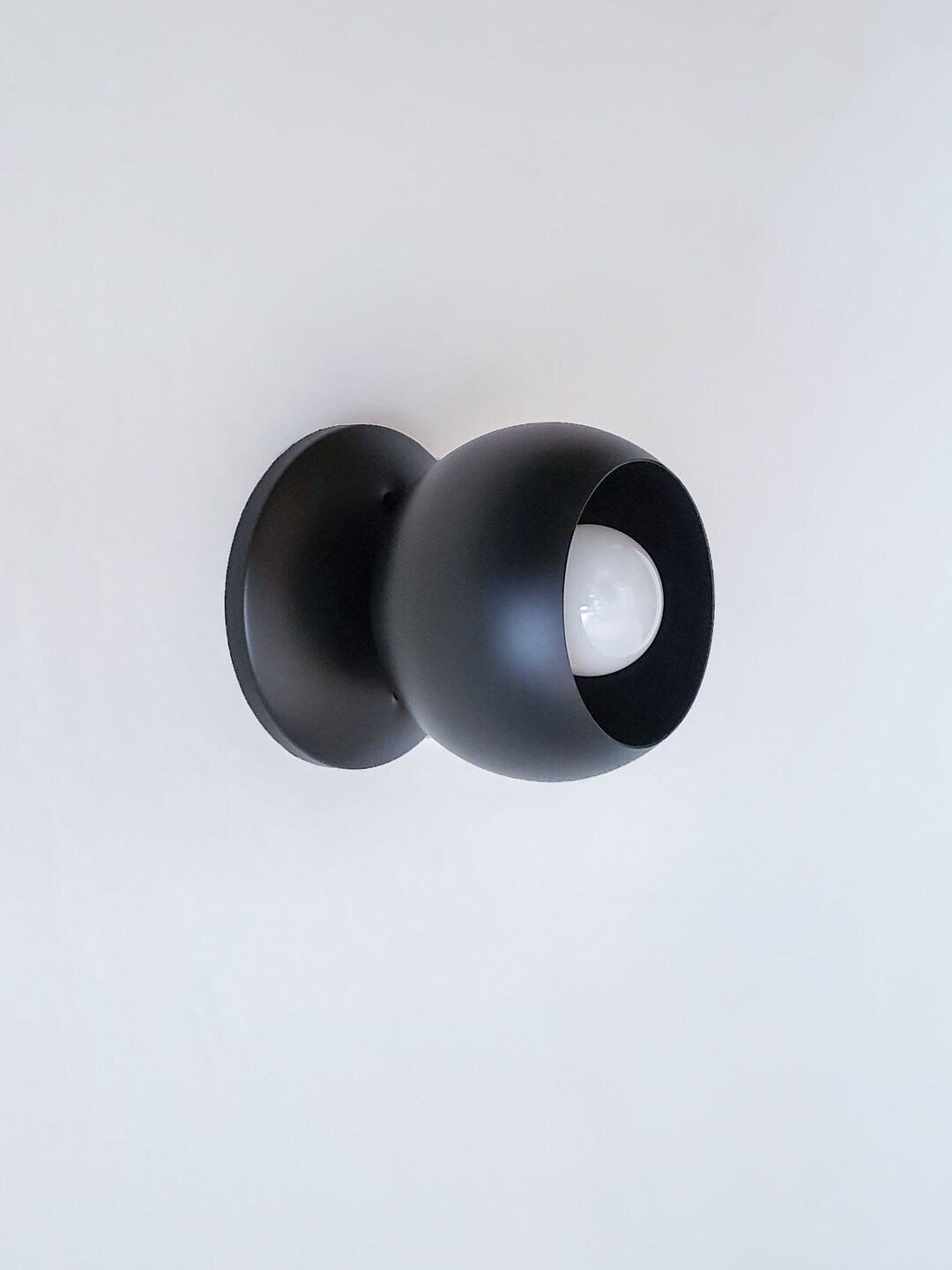 Minimalist Wall Orb Light Artisanal Matte Black Mid Century Modern ...
