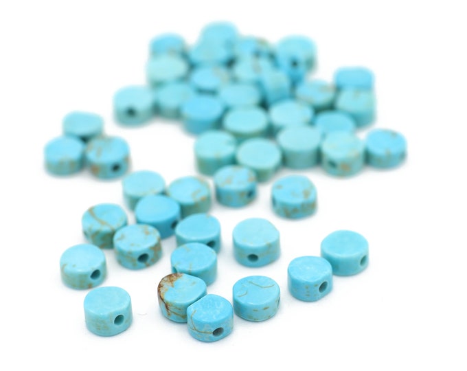 Genuine Turquoise Disc Beads, Small Beads 3x4mm 10pcs - Etsy