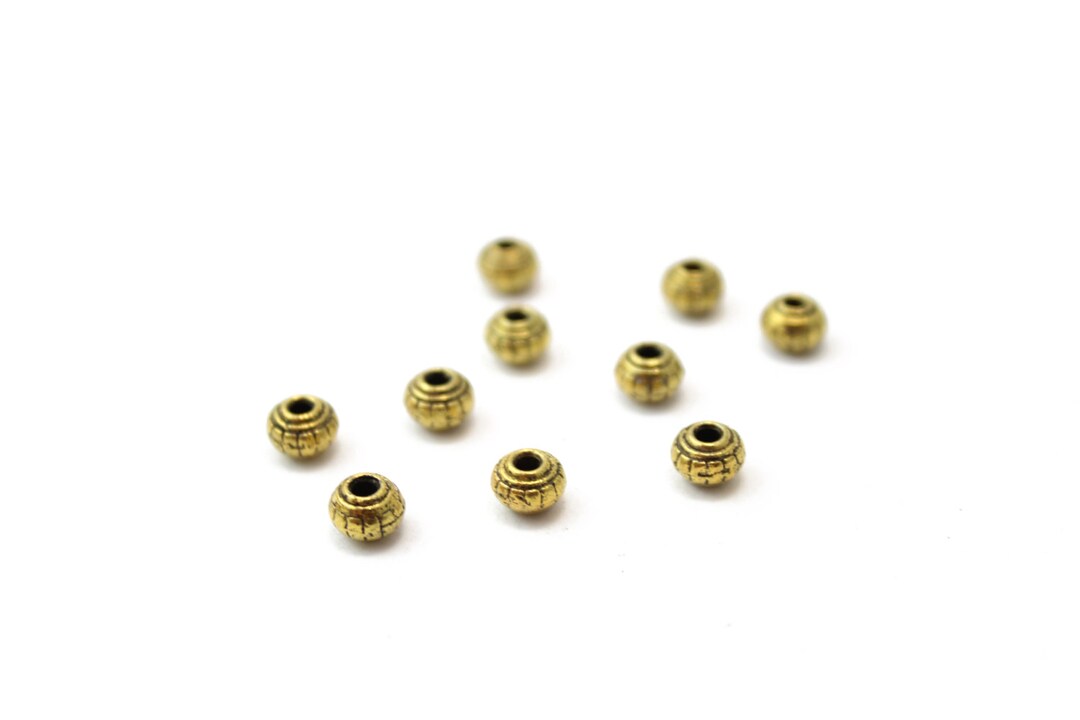 Round Fancy Etched Spacers in Brass 4x6mm 10pcs - Etsy