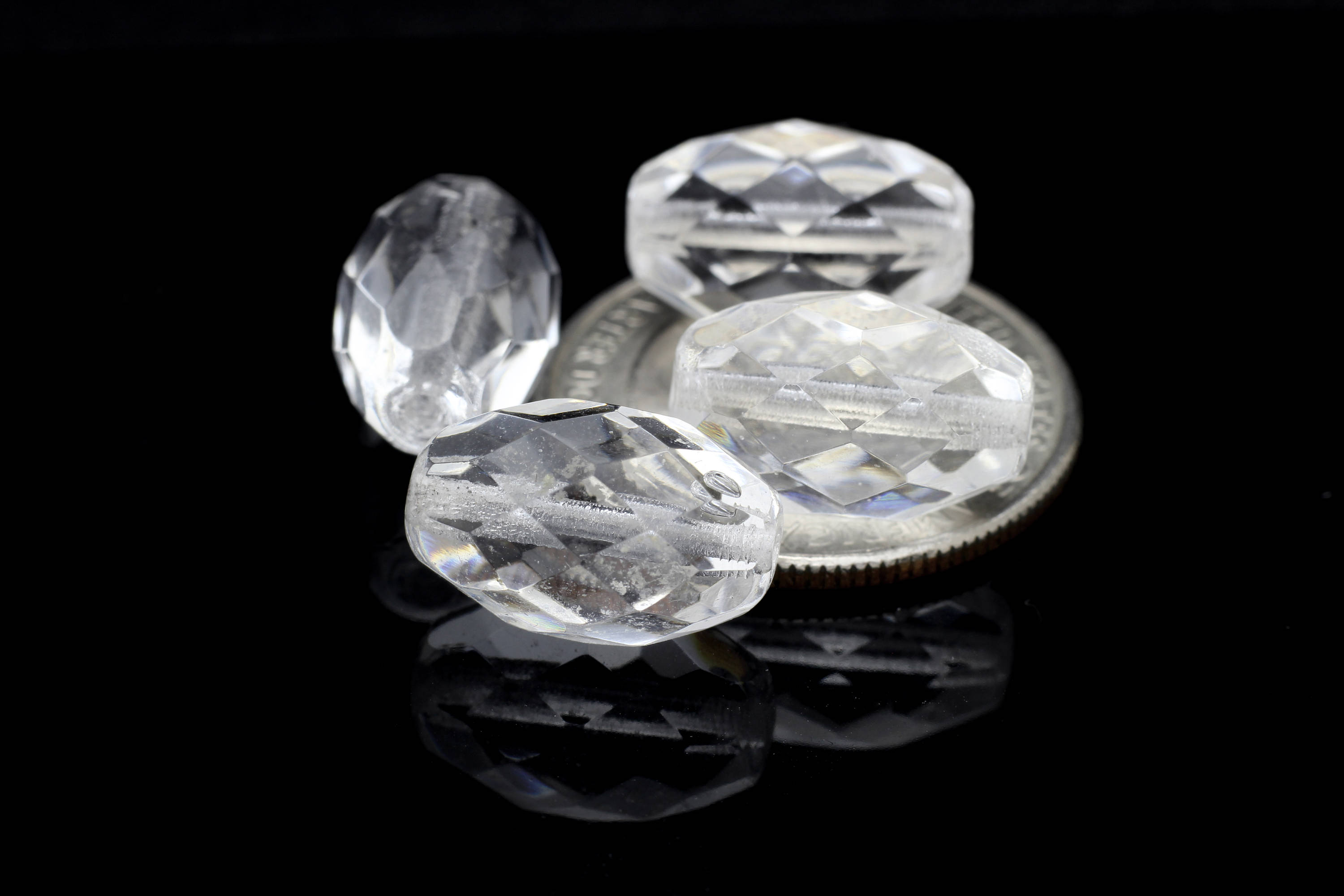 Faceted Oval Shaped Rock Crystal Stones Center Drilled 10x15mm 4pcs - Etsy