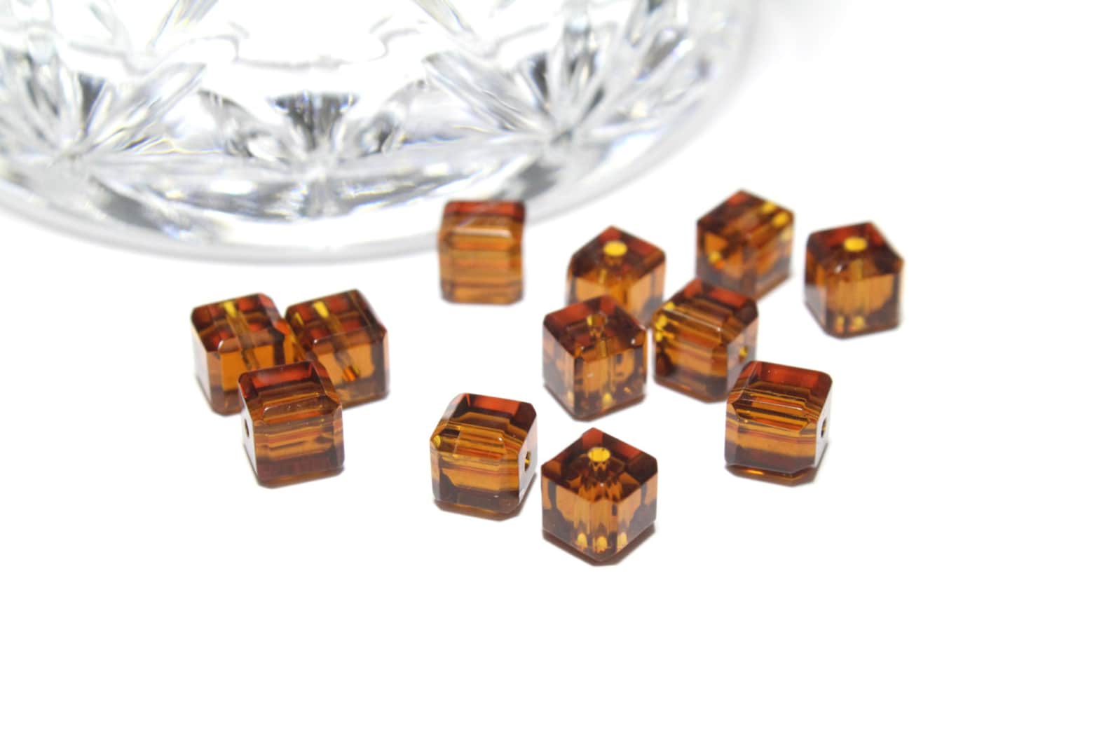 Vintage Dark Topaz Cube Beads Approx. 6mm 12pcs - Etsy