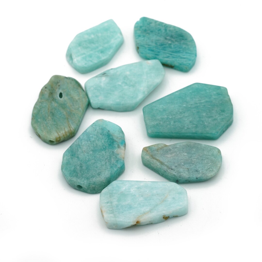 Large Raw Genuine Amazonite Slab Stone Beads Pendants Jewelry Making 35 ...