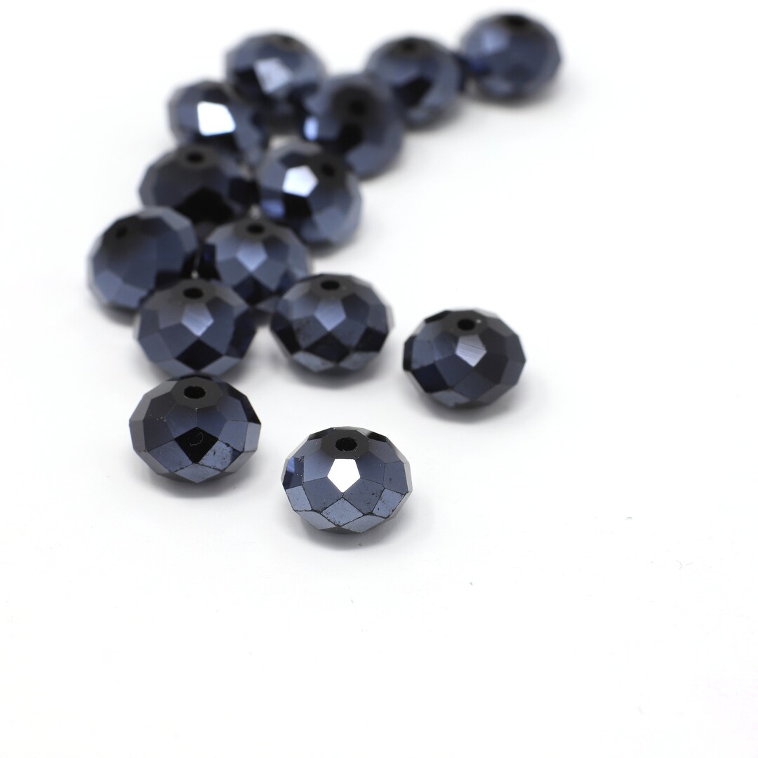 Faceted Navy Crystals in a Donut Rondelle Shape Center Drilled 7x10mm ...