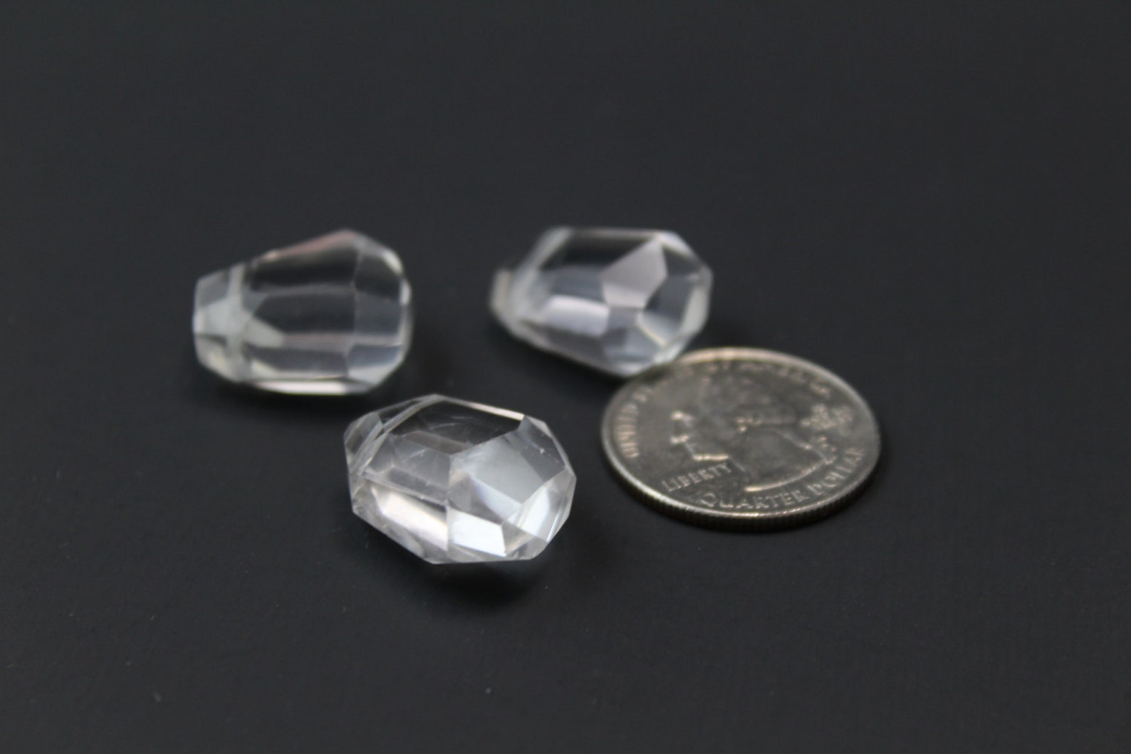 Faceted Rock Crystal Top Side Drilled 18x16mm 3pcs - Etsy