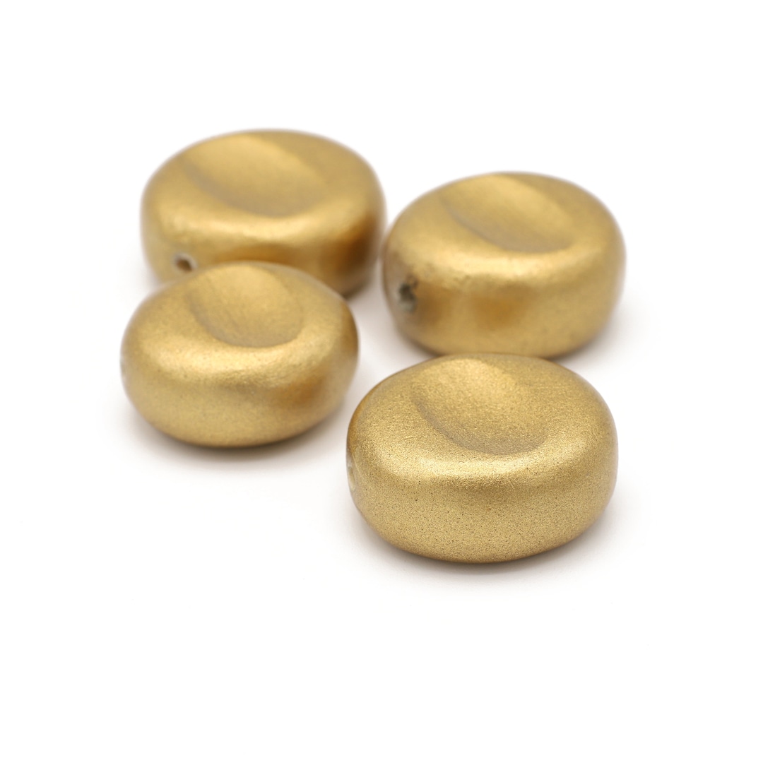Vintage Gold Wood Dimple Flat Round Beads 12x25mm 2pcs - Etsy
