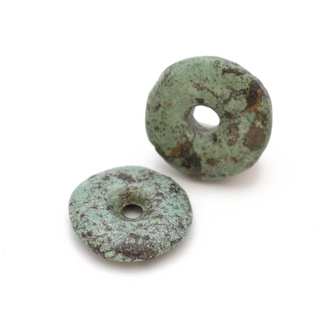 Vintage Véritable Donut Rond En Forme de Pierre Turquoise env. 5x22mm ...