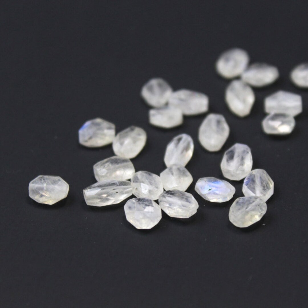 Faceted Genuine Moonstone Beads 6x8mm 10pcs - Etsy