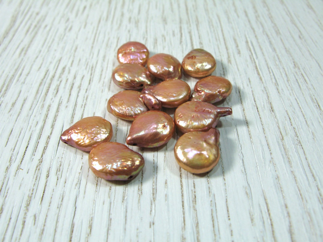 Natural Freshwater Copper Color Coin Pearls 12mm 10pcs - Etsy