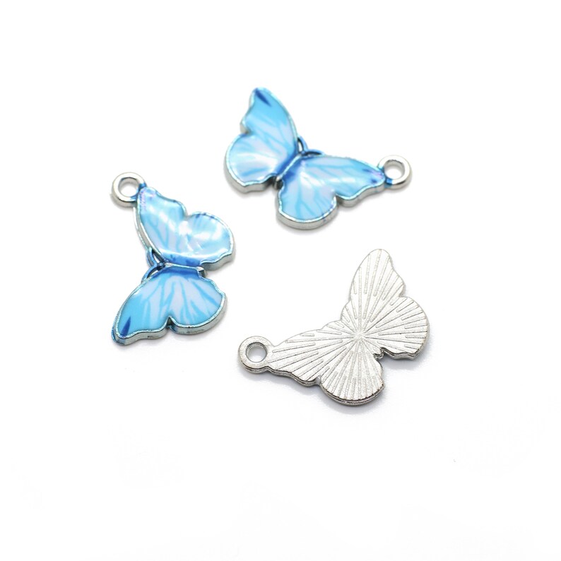 Sky Blue Butterfly Charms for Jewelry Making Enamel Butterfly - Etsy
