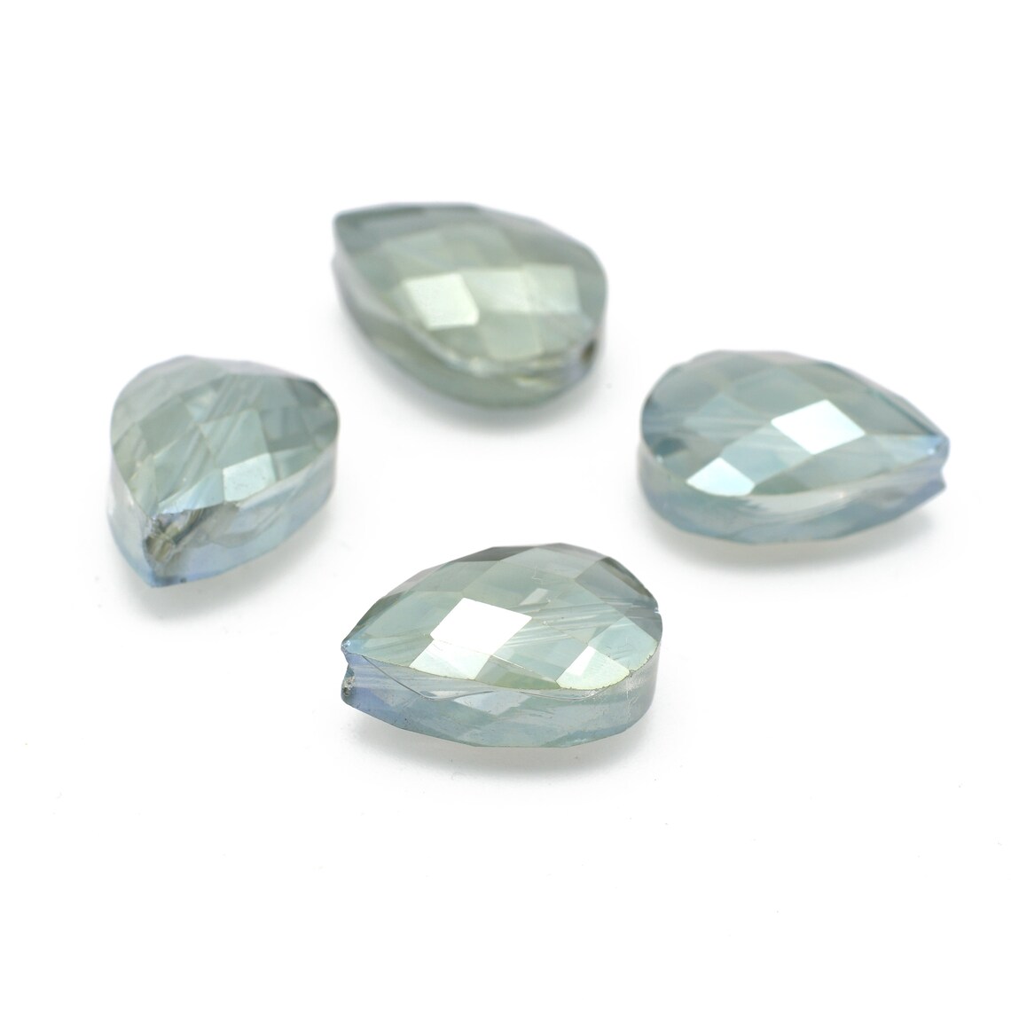 Faceted Teardrop Shaped Beads in Shades of Gold and Silver 13x18mm 4pcs ...