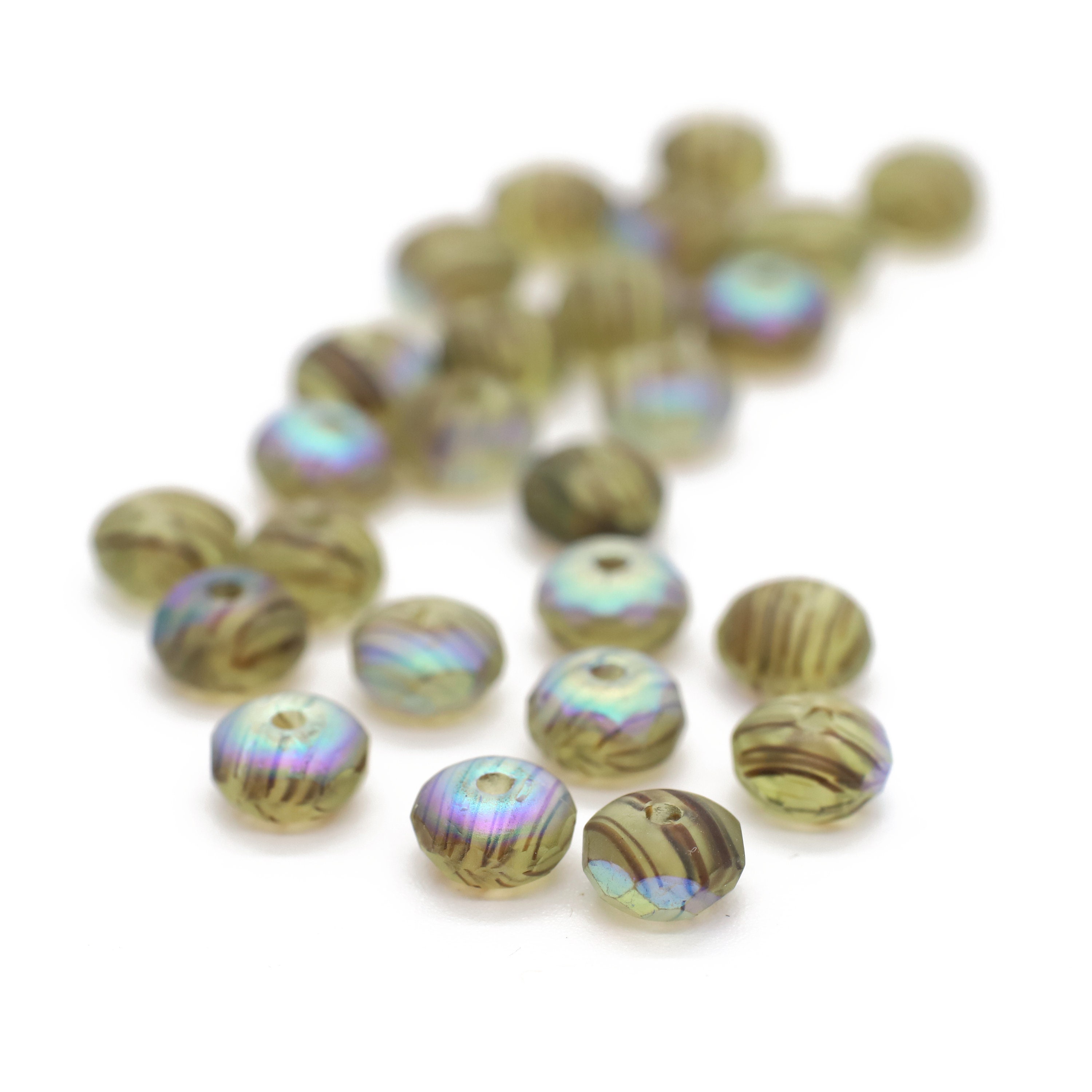 Faceted Olive Green AB Matte Crystal Beads Donut Shaped - Etsy UK