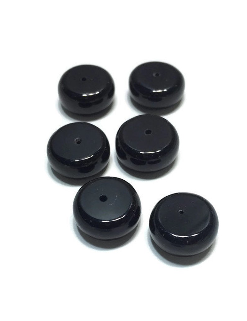 Round Disc Doughnut Shaped Thick Black Onyx 15mm 6pcs | Etsy