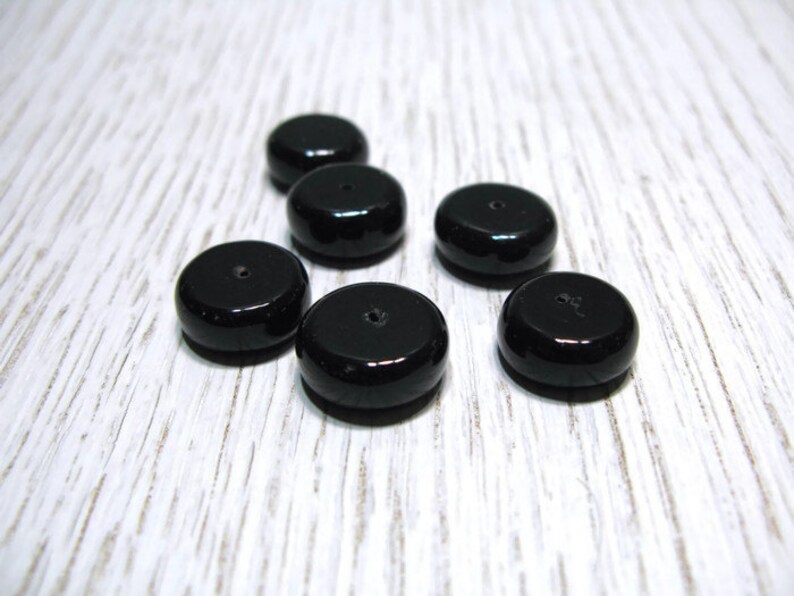Round Disc Doughnut Shaped Thick Black Onyx 15mm 6pcs | Etsy