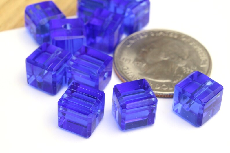 Vintage Cobalt Blue Cubes 8x8mm 10pcs - Etsy