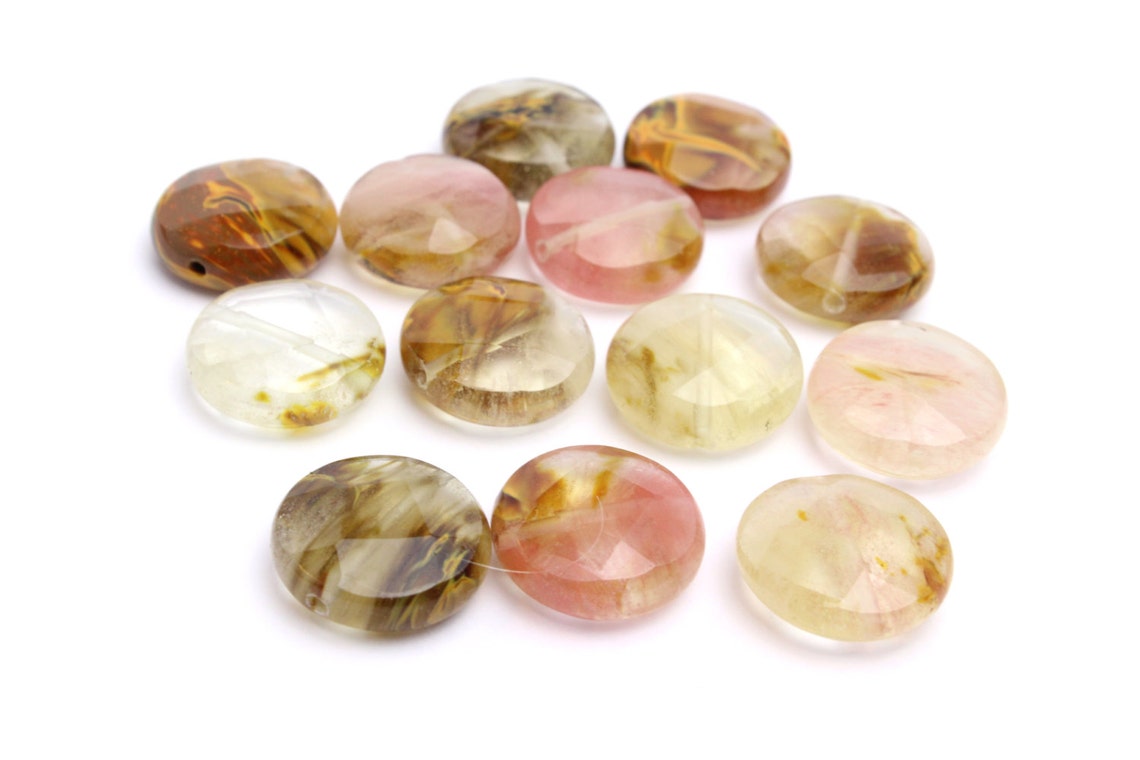 Large Faceted Cherry Quartz Disc Shaped Beads Center Drilled | Etsy