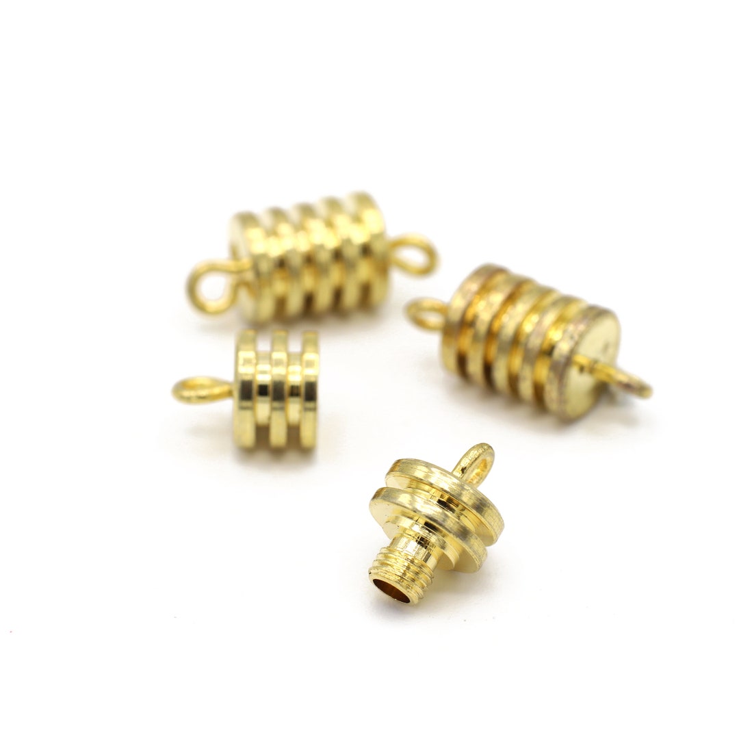 Vintage Corrugated Tube Shaped Lock Clasp Screw Clasp in Gold 8x18mm 1 ...