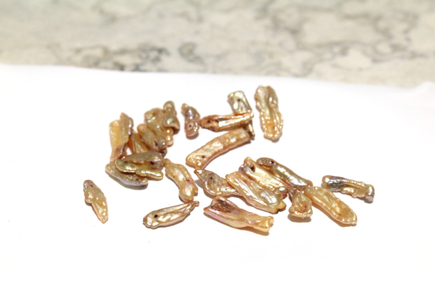 Biwa Stick Pearls Light Champagne Color Freshwater Pearls 12-18mm 15 ...