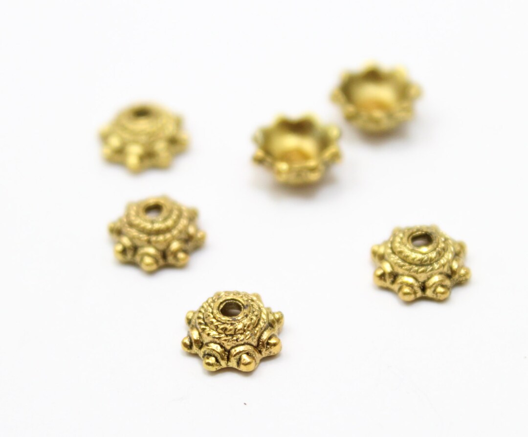 Brass Bead Caps With Design: Jewelry Making Supplies, 8mm (6pcs) - Etsy