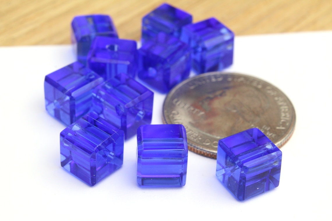 Vintage Cobalt Blue Cubes 8x8mm 10pcs | Etsy