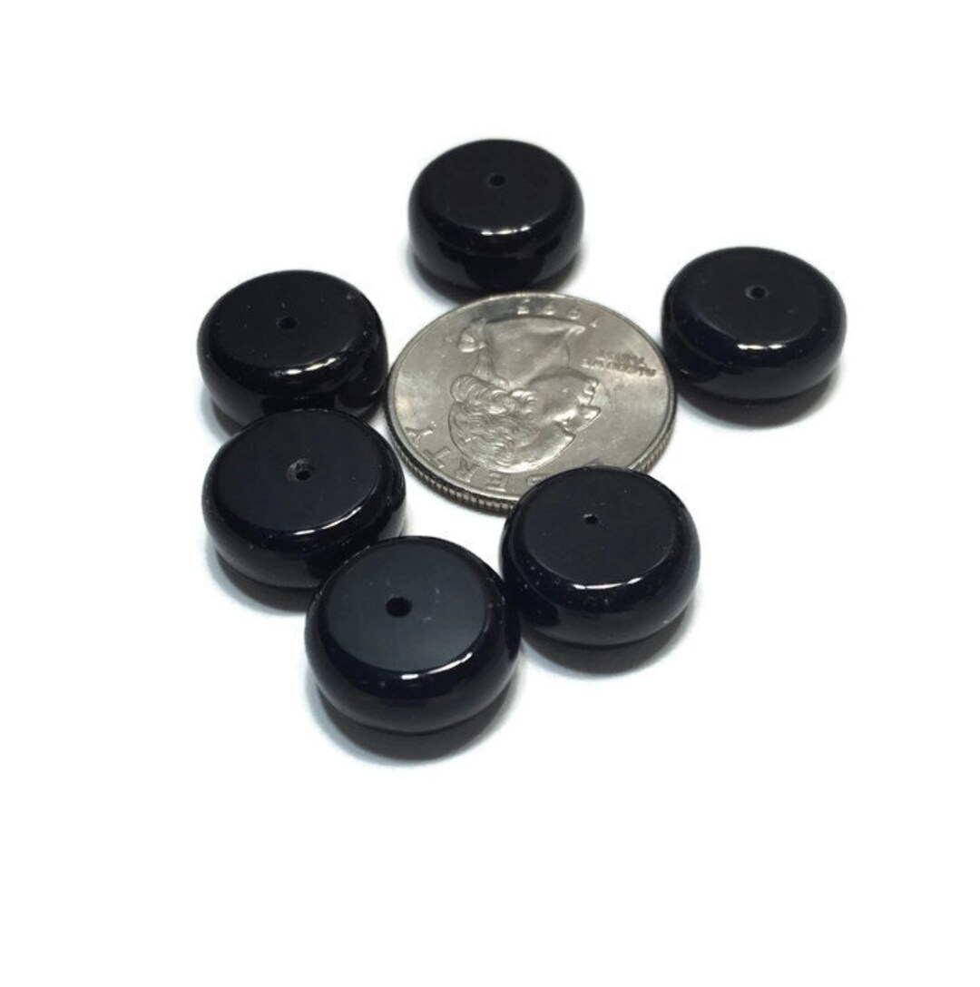 Round Disc Doughnut Shaped Thick Black Onyx 15mm 6pcs - Etsy