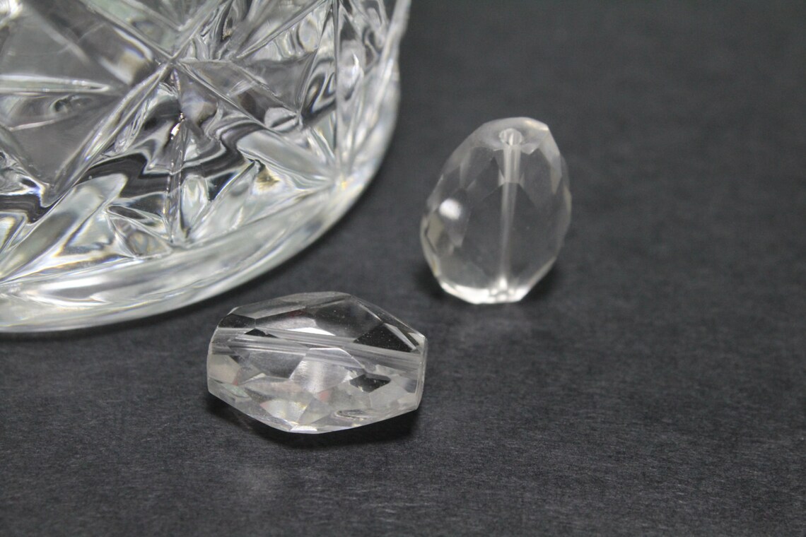 Faceted Irregular Shaped Oval Rock Crystal Stones Center Drilled ...