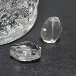 Faceted Irregular Shaped Oval Rock Crystal Stones Center Drilled ...