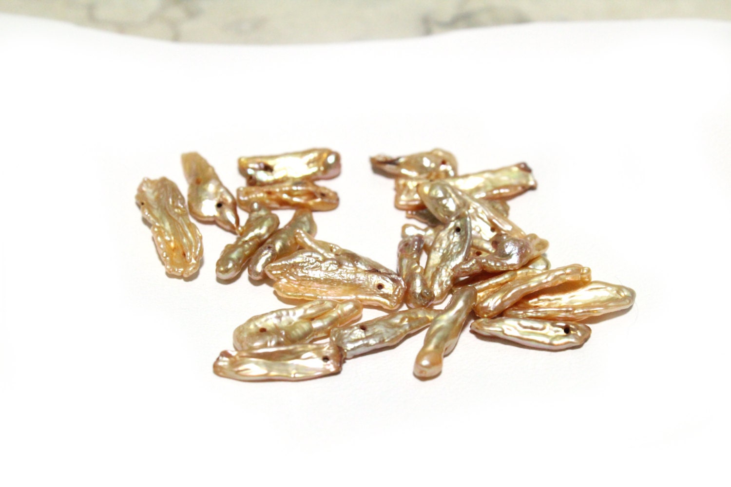 Biwa Stick Pearls Light Champagne Color Freshwater Pearls 12-18mm 15 ...