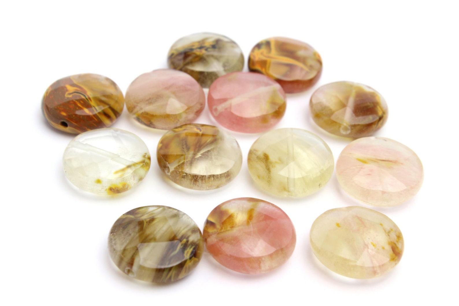 Large Faceted Cherry Quartz Disc Shaped Beads Center Drilled | Etsy